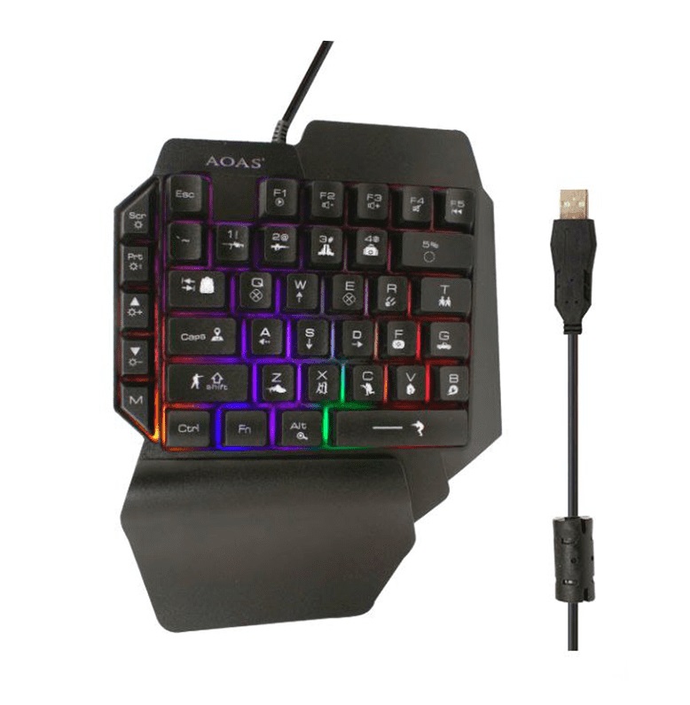 AOAS M-1300 One Handed Keyboard with RGB Μαύρο - AstronGameClub