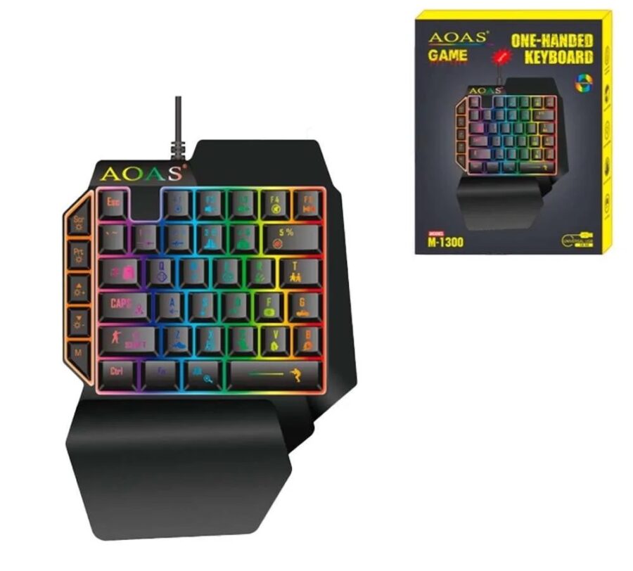 AOAS M-1300 One Handed Keyboard with RGB Μαύρο - AstronGameClub