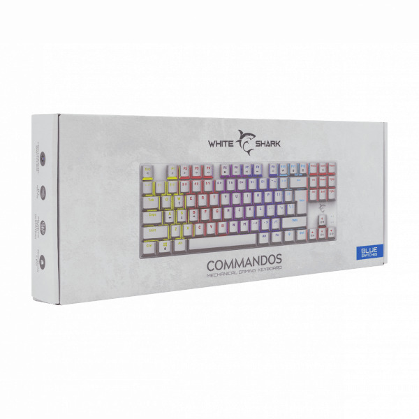 White Shark Mechanical Keyboard Commandos GK 2106 White Blue Switch (US ...